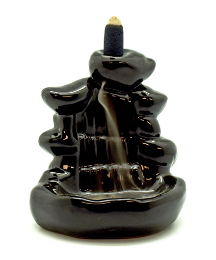 Fantasy Gifts - Black Ceramic Wide Steps Back Flow Incense Burner, Back ...