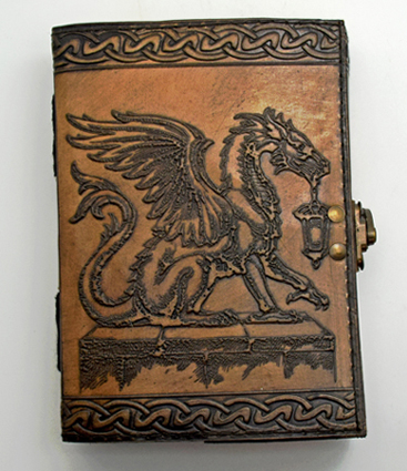 Fantasy Gifts - Dragon Holding Lantern Leather Embossed Journal with ...