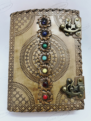 Fantasy Gifts - Antique Chakra Leather Embossed Journal with Genuine ...