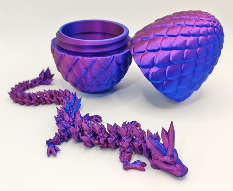 Fantasy Gifts - 3D Printed Purple Dragon in Dragons Egg, Dragons, 3424